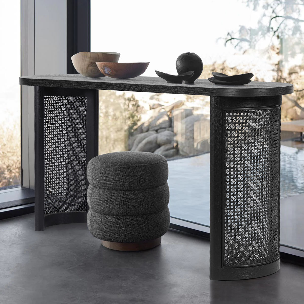 Bay Isle Home™ Ankit 60" Solid White Oak Rattan Console Table & Reviews | Wayfair